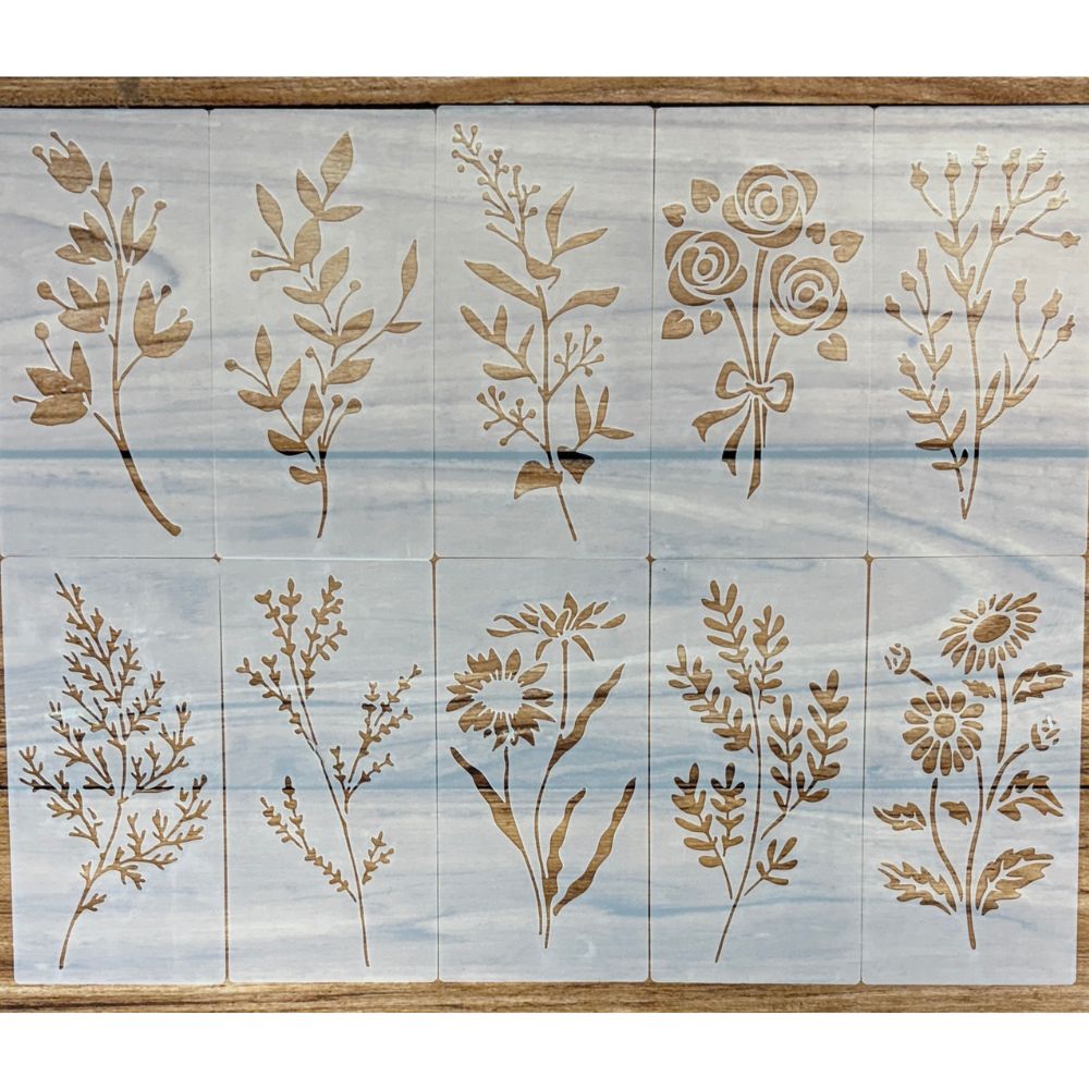 Floral Stencil Set 2 - 10pcs (15x7.5) - Highlight Crafts