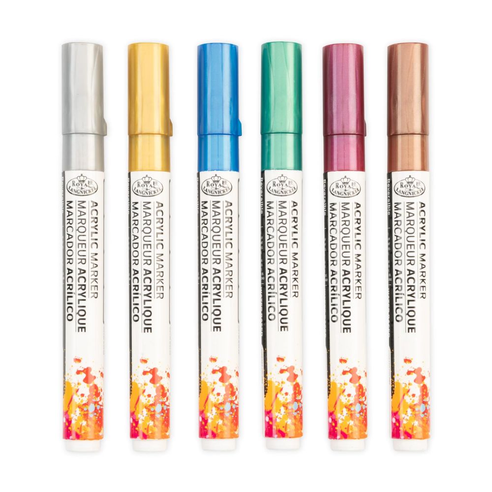Acrylic Marker Set - 6pcs - Metallic Colours - Highlight Crafts