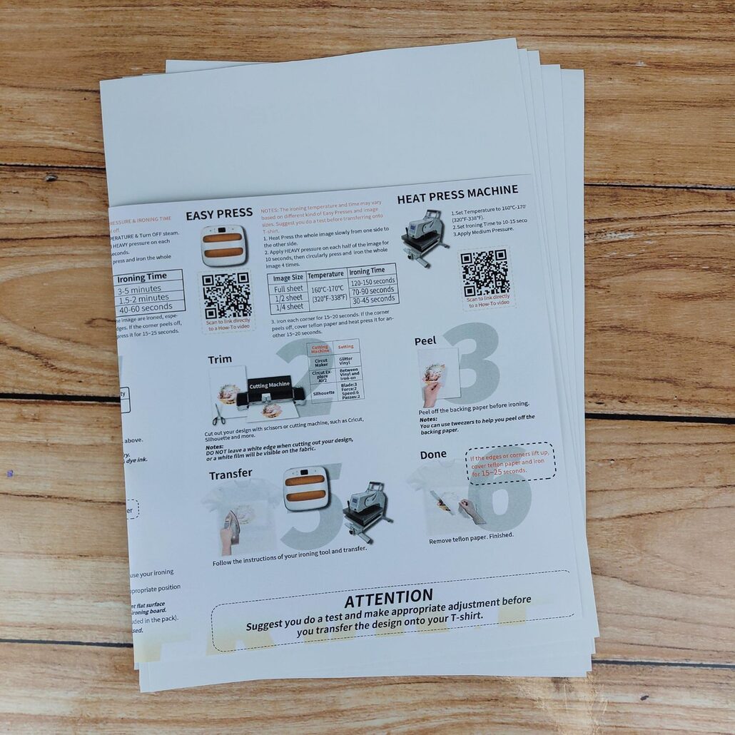 Transfer Paper For Light Fabrics - 5 Sheets - Highlight Crafts
