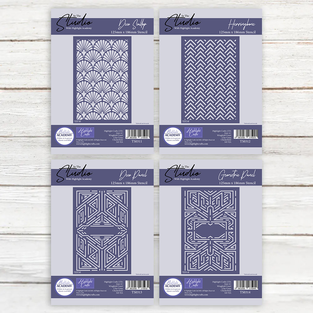 In The Studio Art Deco Pattern Stencil Bundle - Highlight Crafts