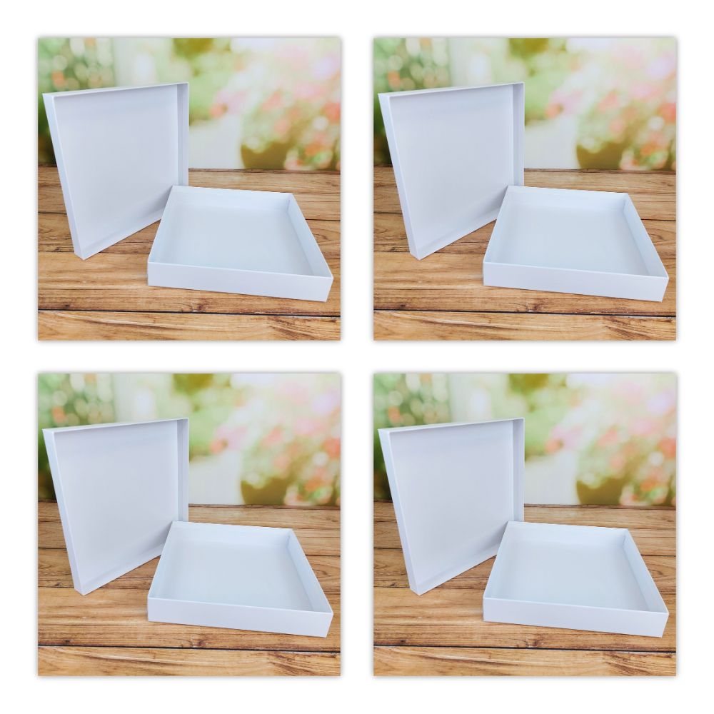Storage Gift Box Quad Bundle - White Square (Approx.230x230x40mm ...