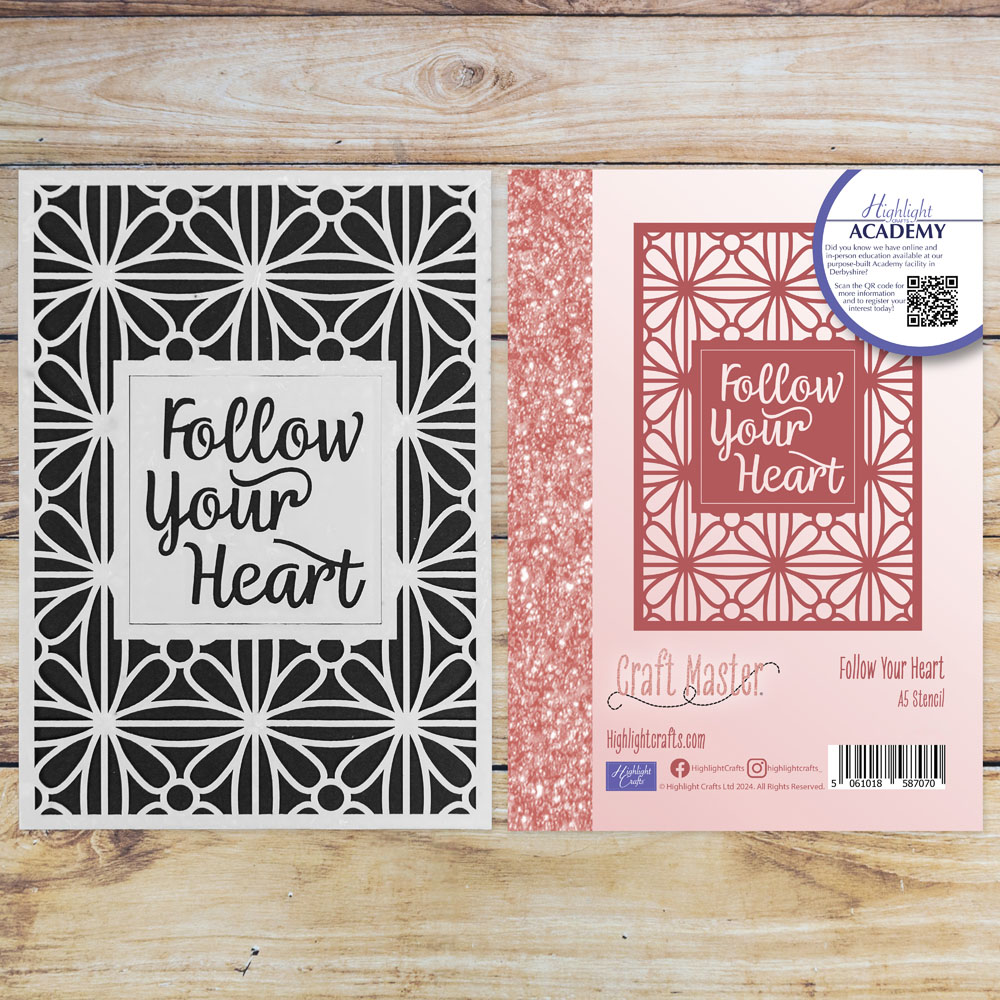 Craft Master Follow Your Heart A5 Stencil - Highlight Crafts
