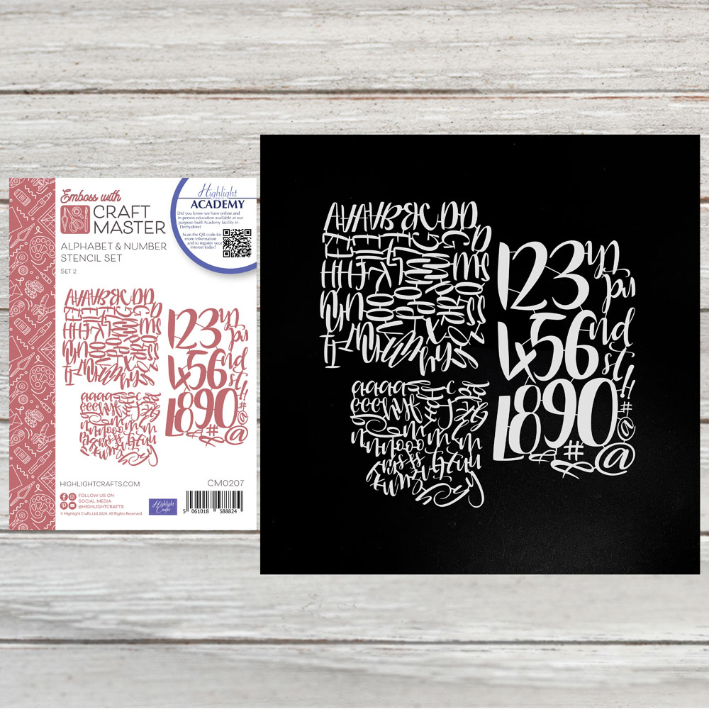 Emboss with Craft Master Alphabet & Numbers Stencil Set 2 - Highlight ...