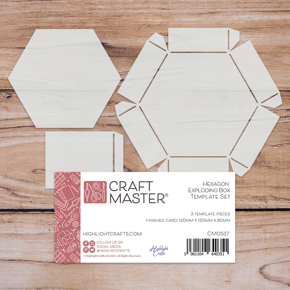 Craft Master Hexagon Exploding Box Template Stencil - Highlight Crafts