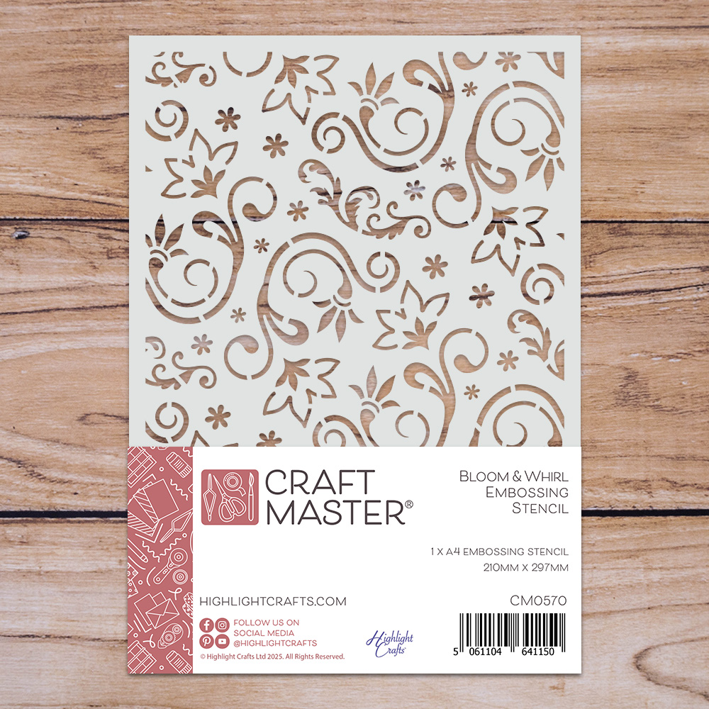 Craft Master Bloom & Whirl A4 Embossing Stencil - Highlight Crafts
