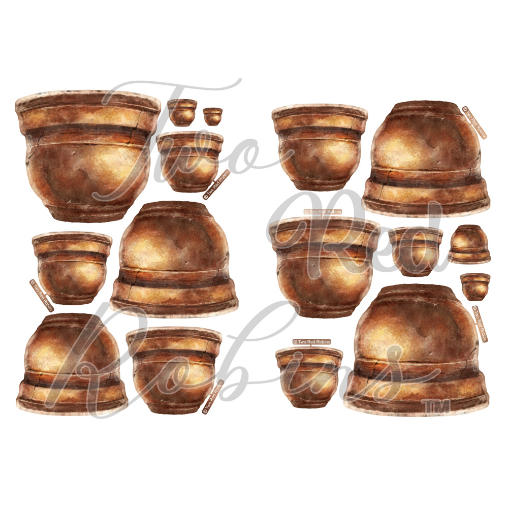 Two Red Robins Terracotta Pots Reflections Download - Highlight Crafts