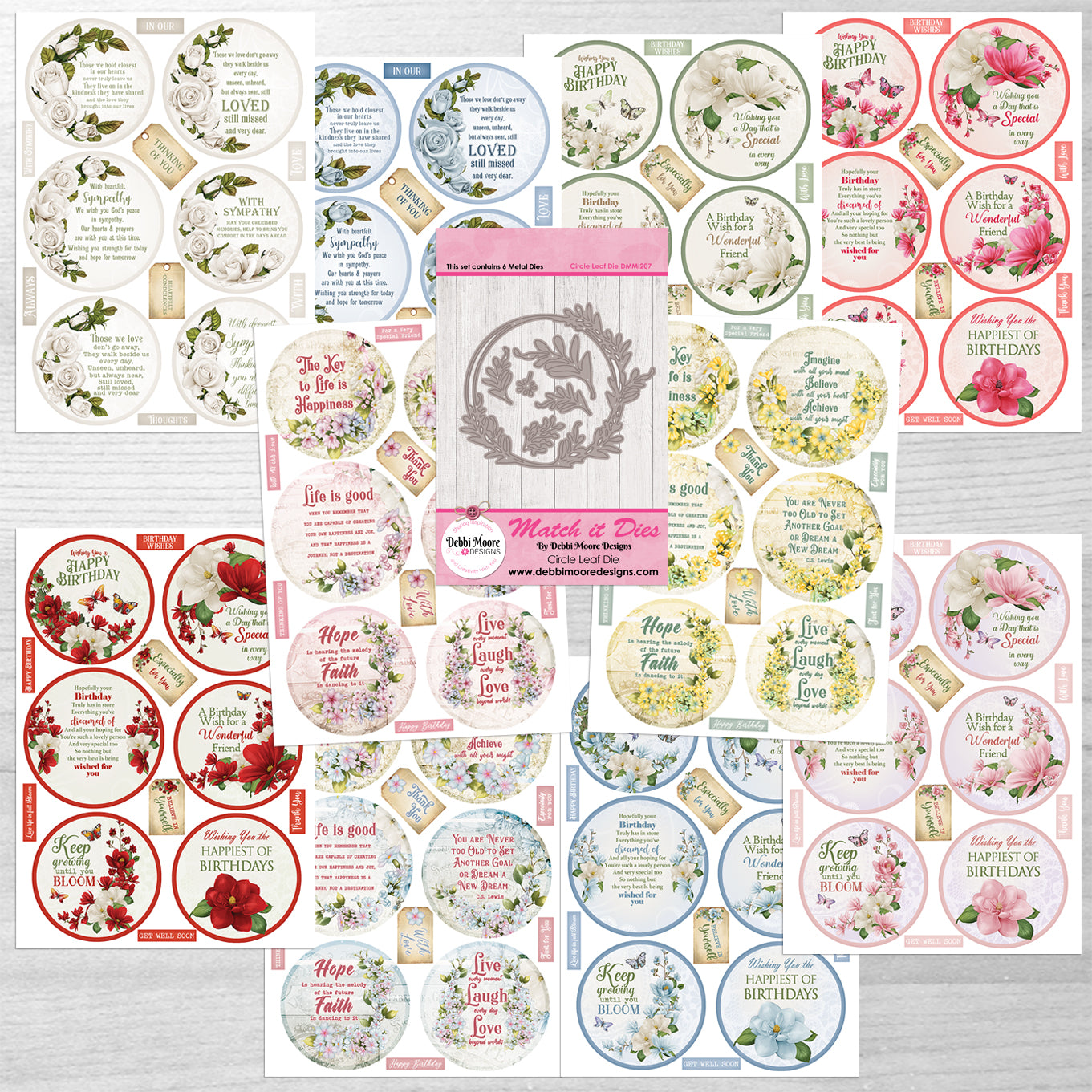 Debbi Moore Designs Match It Circle Leaf Die Set with 10 Topper Sheets ...