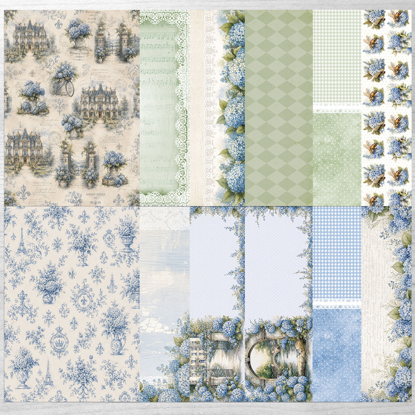 Debbi Moore Designs - Hortensia Blooms Backing Paper with Forever Code ...
