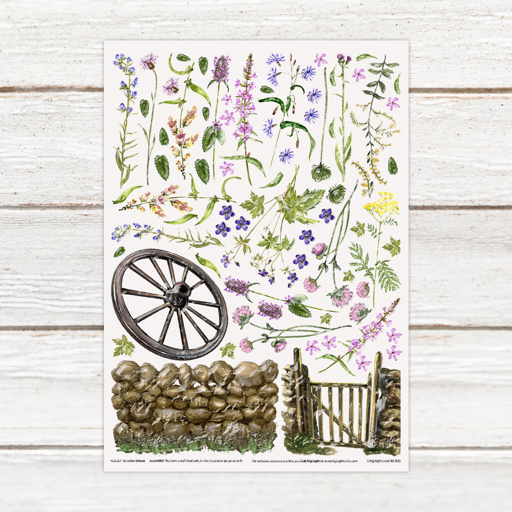 Highlight Luxe Summer Breeze Resin Decal Sheet - Highlight Crafts