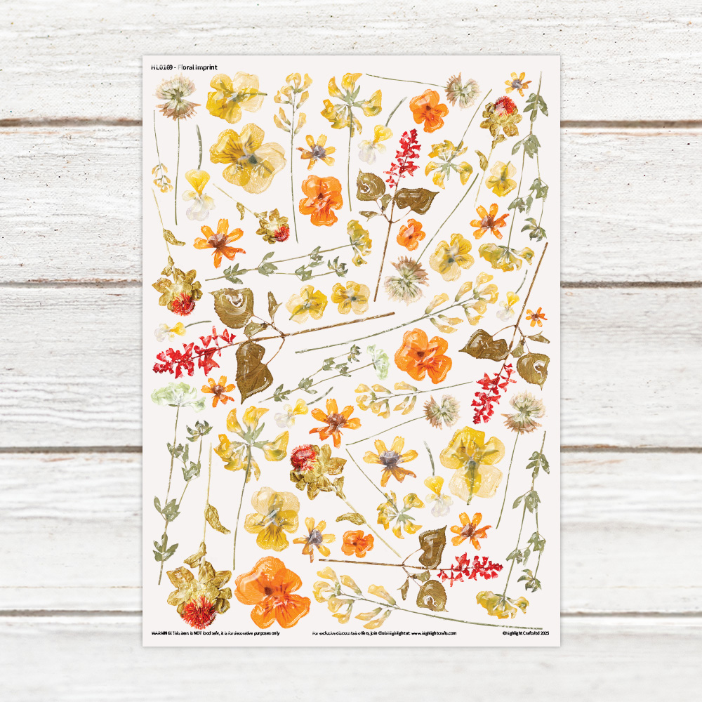 Highlight Luxe Floral Imprint Resin Decal Sheet - Highlight Crafts