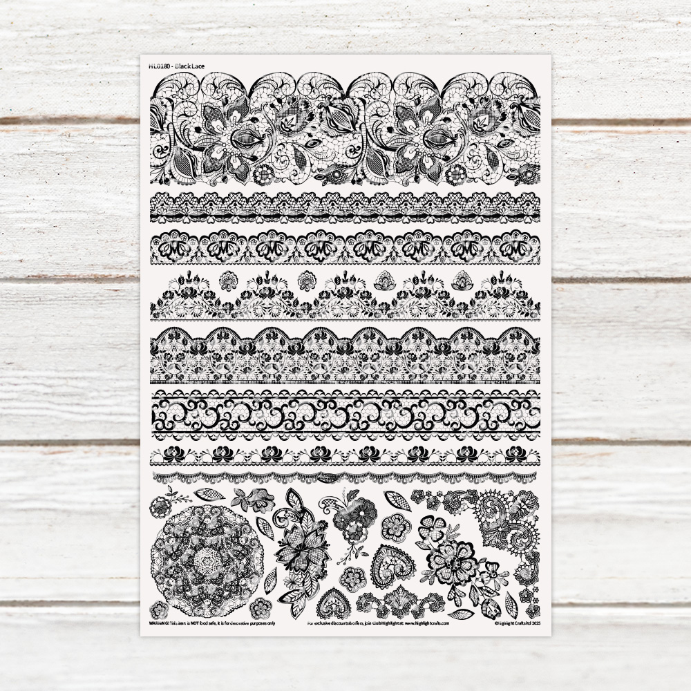 Highlight Luxe Black Lace Resin Decal Sheet - Highlight Crafts
