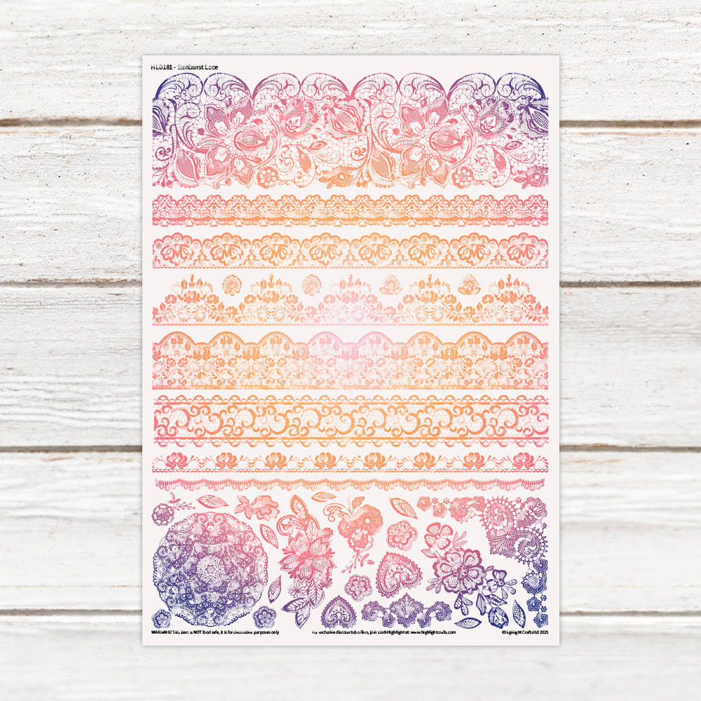 Highlight Luxe Sunburst Lace Resin Decal Sheet - Highlight Crafts