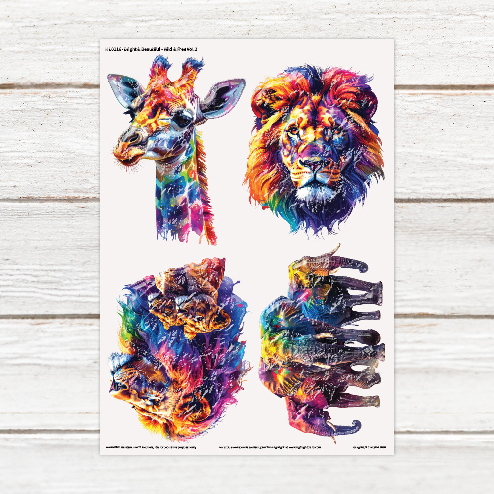 Highlight Luxe Bright & Beautiful Wild & Free Vol 2 Resin Decal Sheet ...