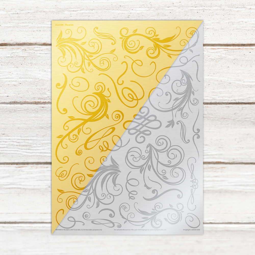 Highlight Luxe Flourish Metallic Resin Decal Sheet - Highlight Crafts