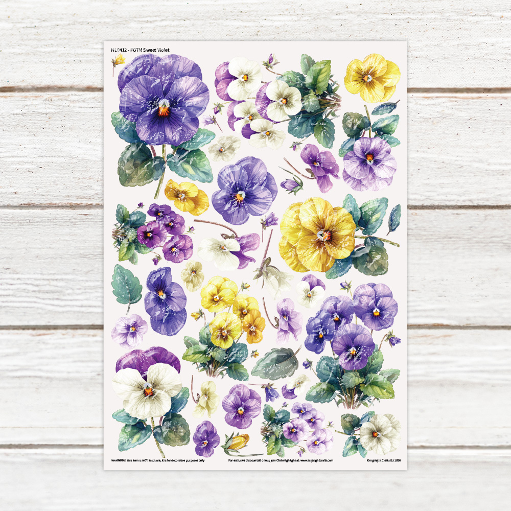 Highlight Luxe Flower of the Month Sweet Violets Resin Decal Sheet ...