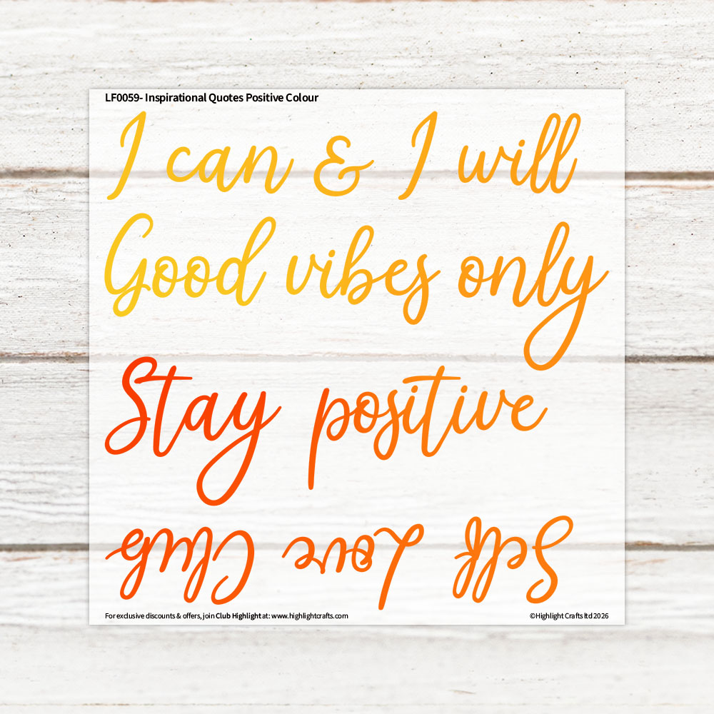 Highlight Luxe Inspirational Quotes (Colour) Heat Transfer Sheet Bundle ...