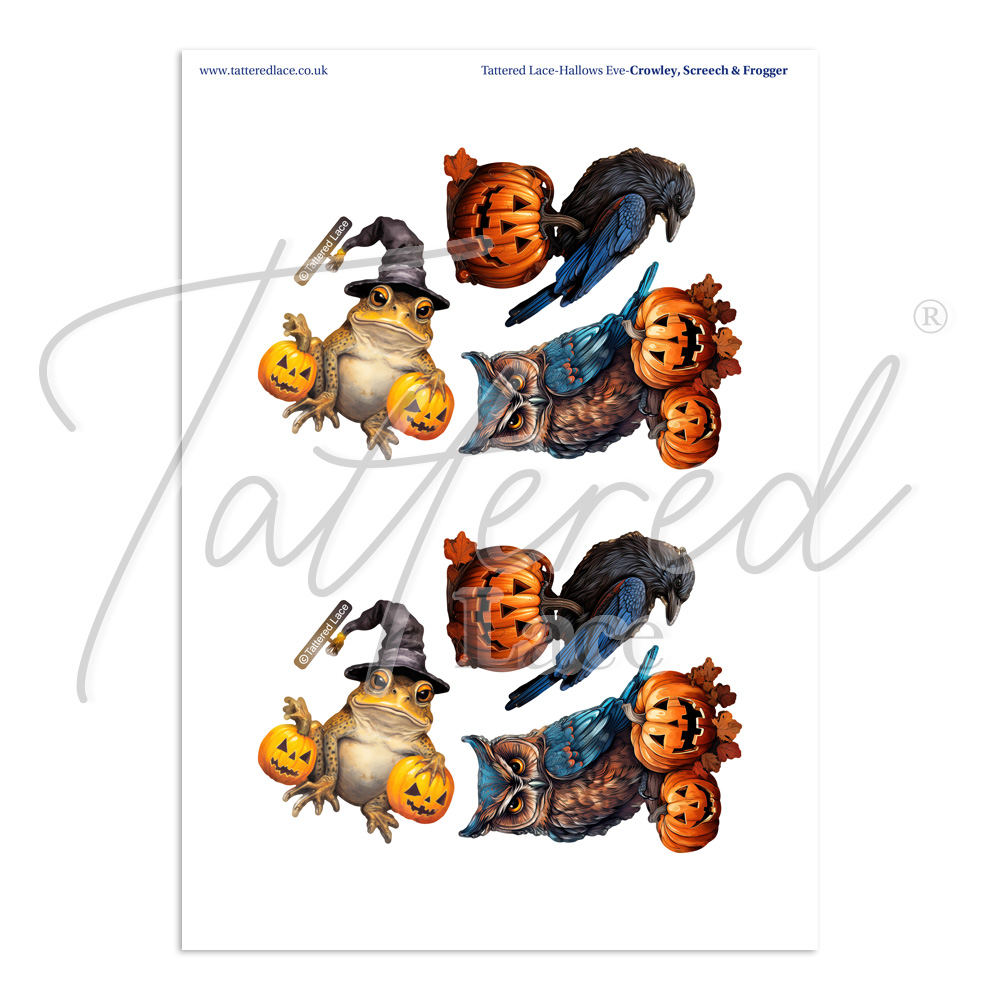 Tattered Lace Crowley, Screech & Frogger Charisma Printed Sheet 1 ...