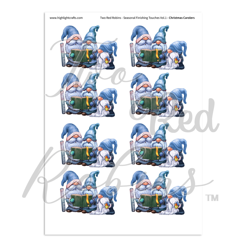 Two Red Robins Christmas Carolers Reflections Printed Sheet 5 ...