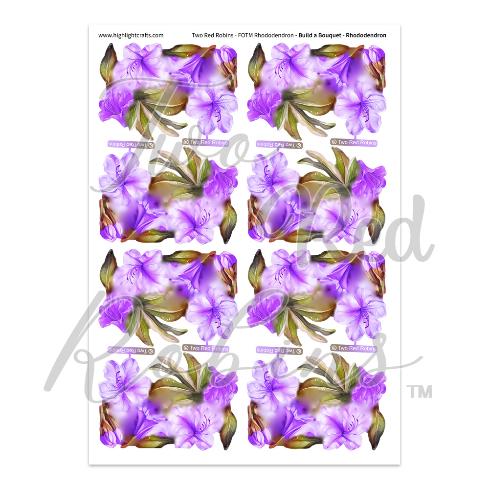 Two Red Robins Build a Bouquet Rhododendron Reflections Printed Sheet 3 ...