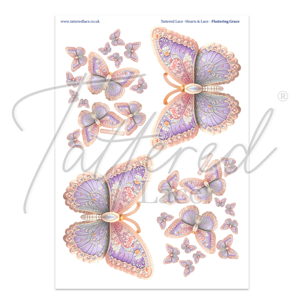 Tattered Lace Fluttering Grace Charisma Printed Sheet 2 - Highlight Crafts
